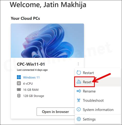 Allow Windows 365 Users To Reset Their Cloud Pc