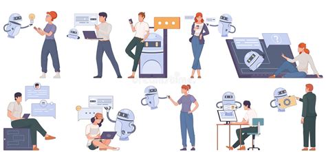 Chat Bot Compositions Set Stock Vector Illustration Of Screen 268105912