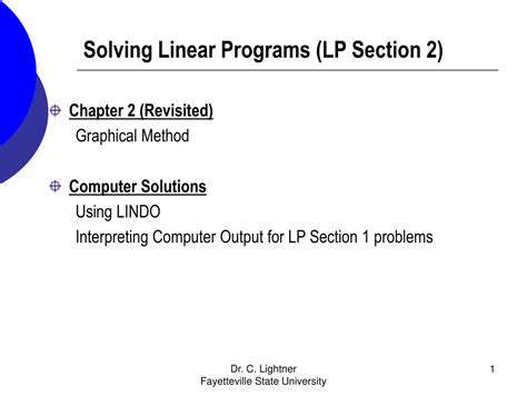 Ppt Solving Linear Programs Lp Section 2 Powerpoint Presentation