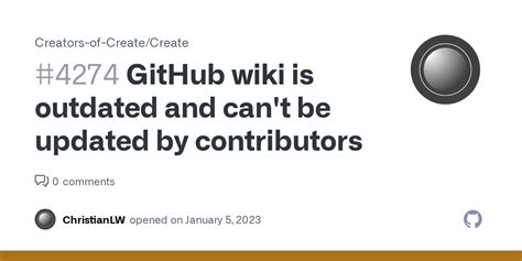 Github Wiki Is Outdated And Cant Be Updated By Contributors · Issue