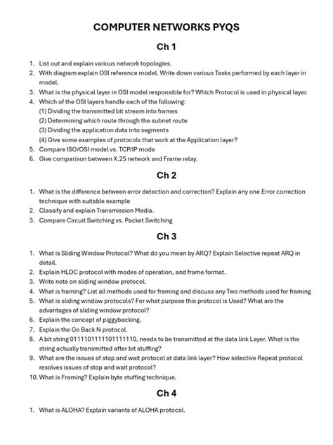 Cn Pyqs Pdf Osi Model Internet Protocol Suite