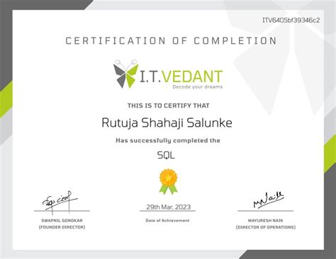 Rutuja Salunke On Linkedin Sql Itvedant