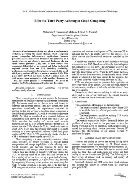 Effective Third Party Auditing Pdf Cloud Computing Service Level Agreement
