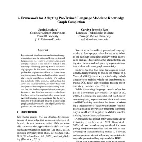 A Framework For Adapting Pre Trained Language Models To Knowledge Graph Completion Acl Anthology