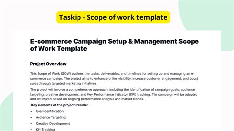 E Commerce Campaign Setup And Management Scope Of Work Template Taskip