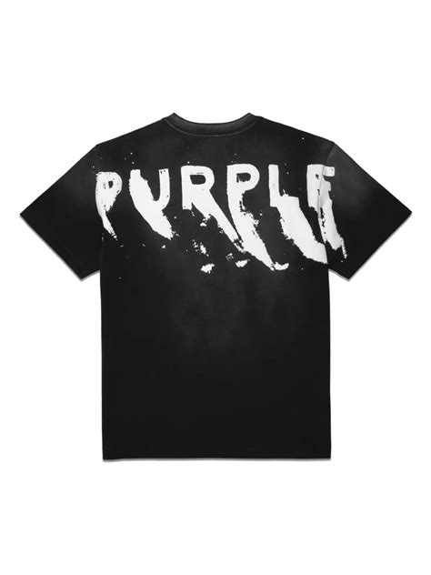 Purple Brand Logo Print Cotton T Shirt In Black Modesens