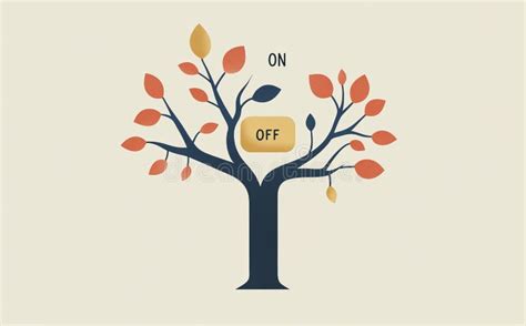 Minimalist Illustration Of A Tree With On And Off Buttons Symbolizing Decision Making Stock