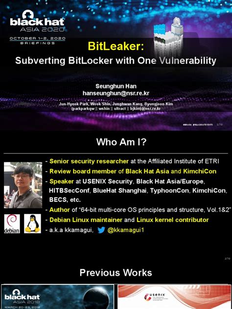 Asia 20 Han Bitleaker Subverting Bitlocker With One Vulnerability Download Free Pdf Office