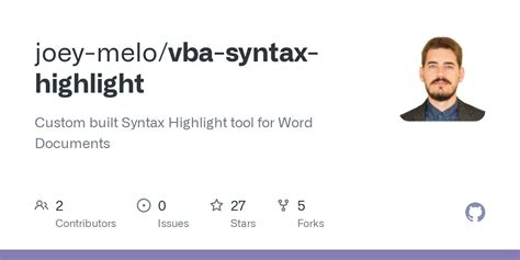 Vba Syntax Highlighttemplatedocm At Main · Joey Melovba Syntax Highlight · Github Vba Syntax Highlighttemplatedocm At Main · Joey Melovba Syntax Highlight · Github