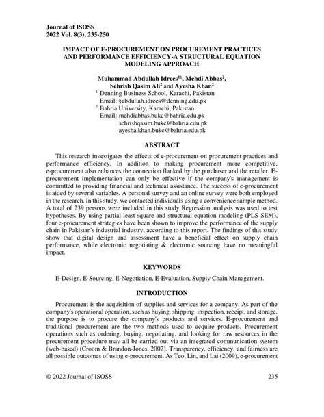 pdf impact of e procurement on procurement practices and performance