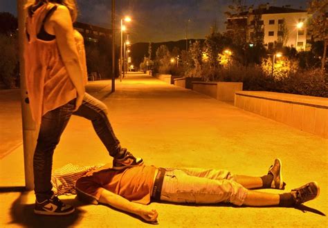 Crushandtrampling Trampling In Jeans And Nike In Public Park