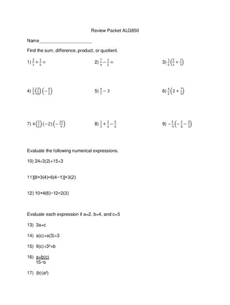 Fillable Online How To Find The Sum Difference Product Or Quotient