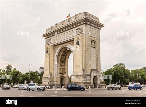 Triumphal Arch Marking Independence In The Centre Of Bucharest Romania