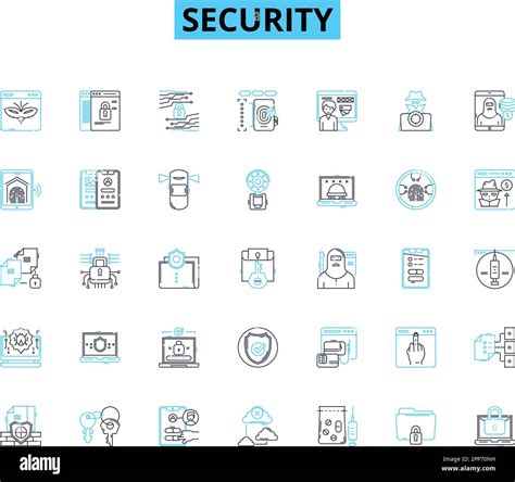 Security Linear Icons Set Encryption Firewall Authentication