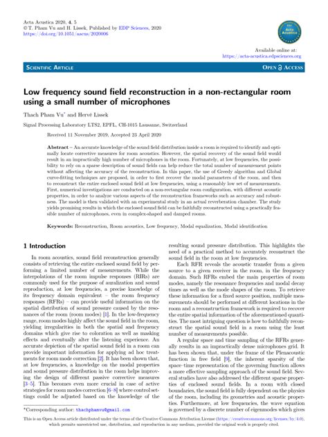 Pdf Low Frequency Sound Field Reconstruction In A Non Rectangular Room Using A Small Number Of