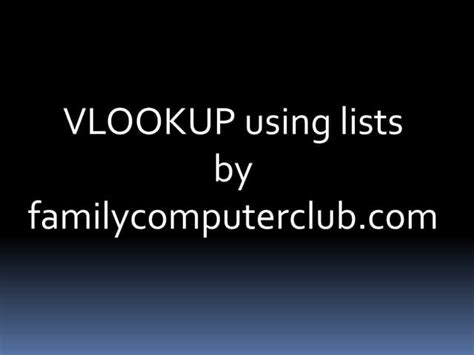 Vlookup Using Lists Ppt