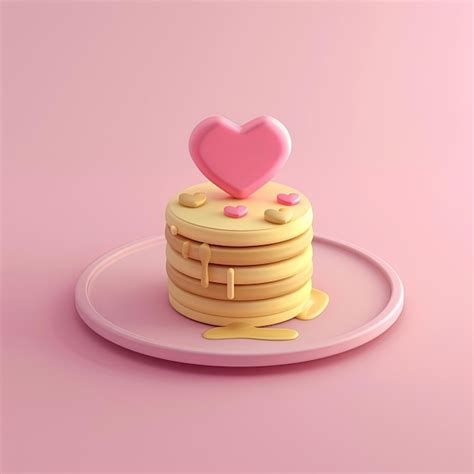 Premium Photo 3d Romantic Pancakes Stack Love Love Element