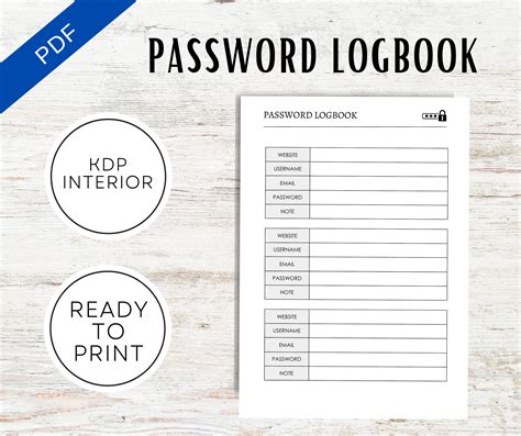 Password Logbook Kdp Interior Template Commercial Use Etsy