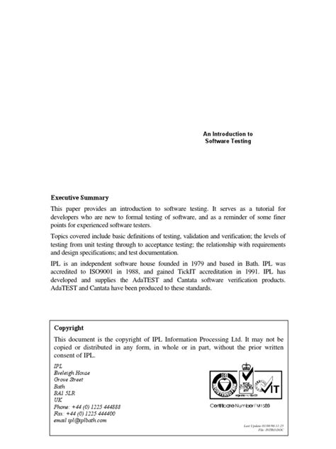 An Introduction To Sw Testing Pdf Specification Technical Standard
