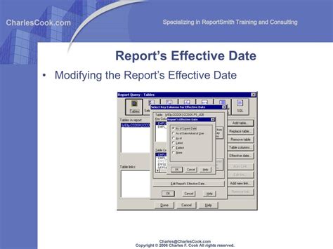 Ppt Introduction To Reportsmith And Effective Dated Tables Powerpoint