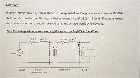 Solved A Single Phase Power System Is Shown In The Figure