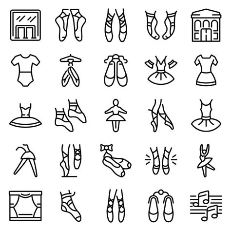 Ballet Babe Icons Set Outline Style 8351717 Vector Art At Vecteezy