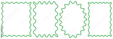 Set Of Rectangle Frames With Wavy Edges Rectangular Shapes With Wiggly Borders Hand Drawn Wavy