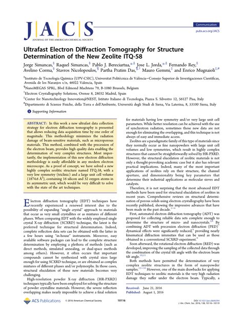Pdf Ultra Fast Electron Diffraction Tomography For Structure Determination Of The New Zeolite