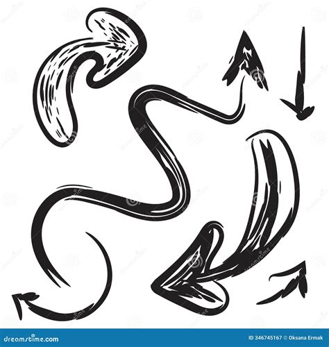 Sketchy Arrow Set Doodle Arrows Hand Drawn Direction Marks Stock Illustration Illustration
