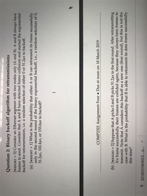 Question 2 Binary Backoff Algorithm For