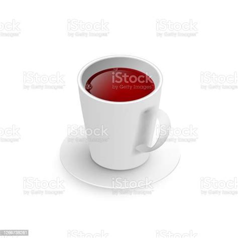 뜨거운 향기로운 갓 양조 한 음료 홍차의 현실적인 3d 컵 흰색 배경에 격리 된 찻잔 등색 보기입니다 웹 디자인 메뉴 앱용 벡터 일러스트레이션 3차원 형태에 대한 스톡 벡터