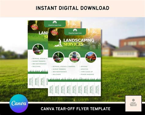 Landscaping Flyer Template For Lawn Care Business Tear Off Flyer