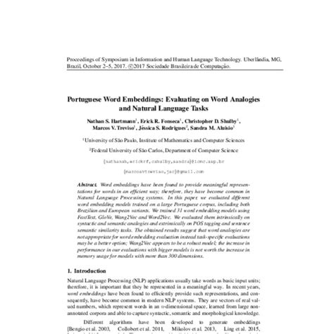 Portuguese Word Embeddings Evaluating On Word Analogies And Natural
