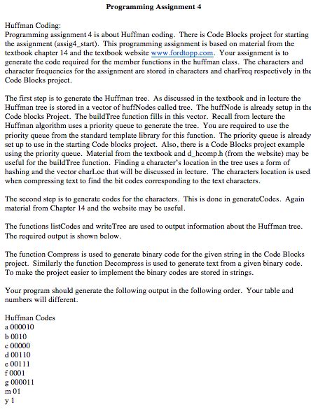 solved programming assignment 4 huffman coding programming