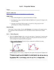 Lab 2 Projectile Motion Pdf Lab 2 Projectile Motion Name Course Hero