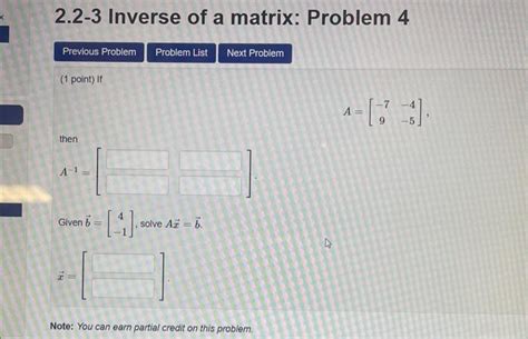 solved 2 2 3 inverse of a matrix problem 4 1 point if
