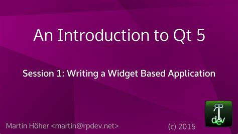 An Introduction To Qt Session Writing A Widget Based Application YouTube