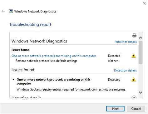 One Or More Network Protocols Are Missing On This Computer Windows 10 Microsoft Community