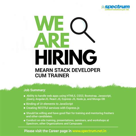 𝐇𝐈𝐑𝐈𝐍𝐆 𝐀𝐋𝐄𝐑𝐓 We Spectrum Softtech Solutions Pvt Ltd