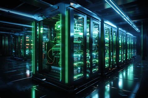 Premium Ai Image A Clean And Efficient Data Center With Rows Of Server Racks In A Controlled