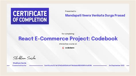 mandapati veera venkata durga prasad s certification for react e