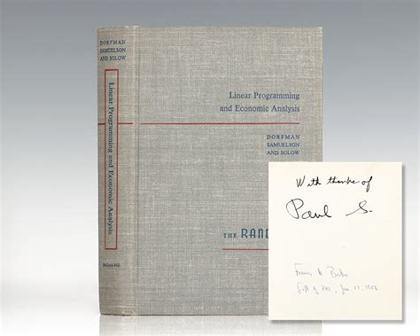 Linear Programming And Economic Analysis By Samuelson Paul A Robert M Solow Robert Dorfman