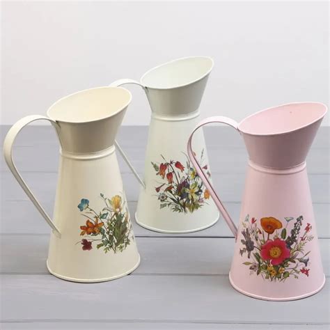 Zinc Metal Flower Jug Wedding Table Deco Vintage Household Pitcher Vase
