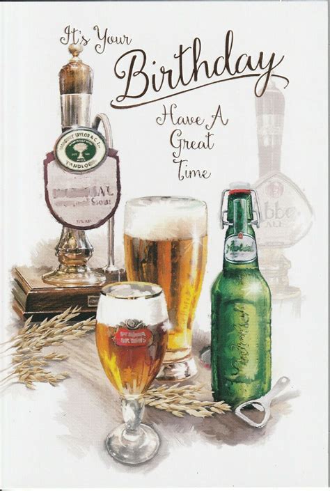 Male Birthday Card Its Your Birthday Beer And Beer Pump Bd1621 Birthday Cards For Men