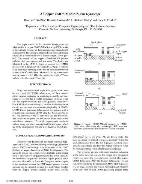 Pdf A Copper Cmos Mems Z Axis Gyroscope