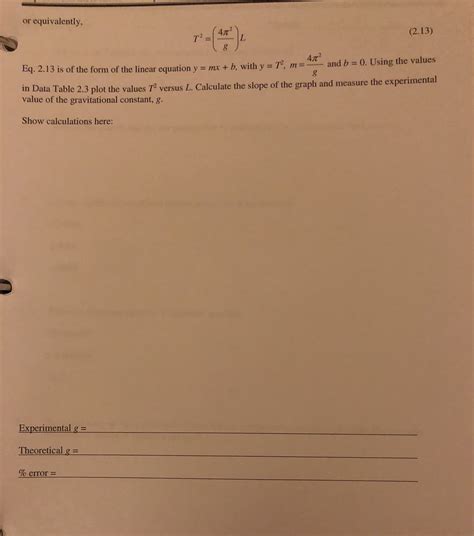 Solved Graphical Analysis The Simple Pendulum A Simple Chegg