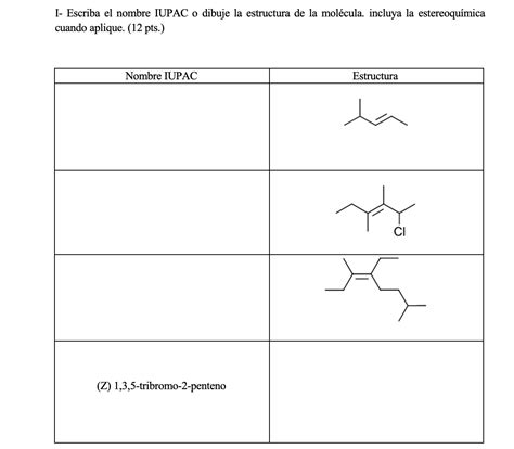 Solved I Write The IUPAC Name Or Draw The Structure Of The Chegg