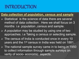 POPULATION CENSUS AND SAMPLING ITS MEANING AND ADVANTAGES PPTX