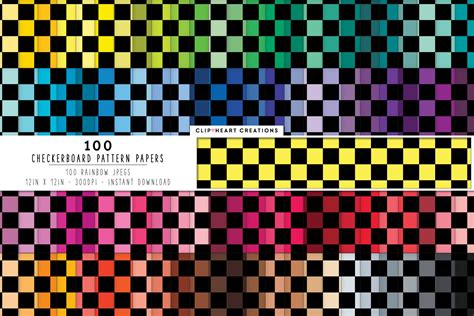 100 Checkerboard Pattern Digital Papers Rainbow 112846 Clip Art Library