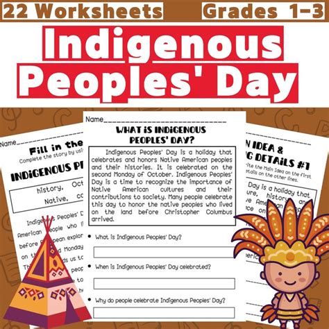Indigenous Peoples Day Worksheet Reading Comprehension Main Idea